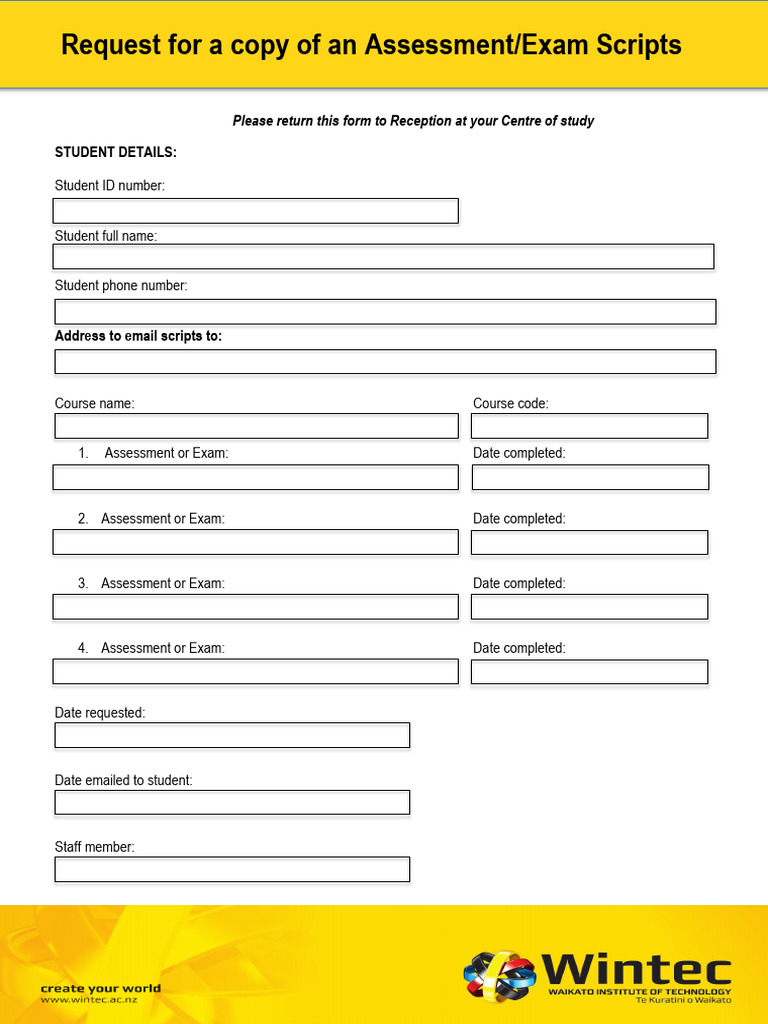 Request Exam Script Copy Form | PDF