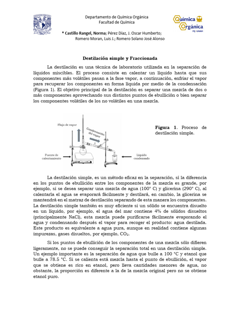 Destilación FQ QOI Practica | PDF | Destilación | Vapor