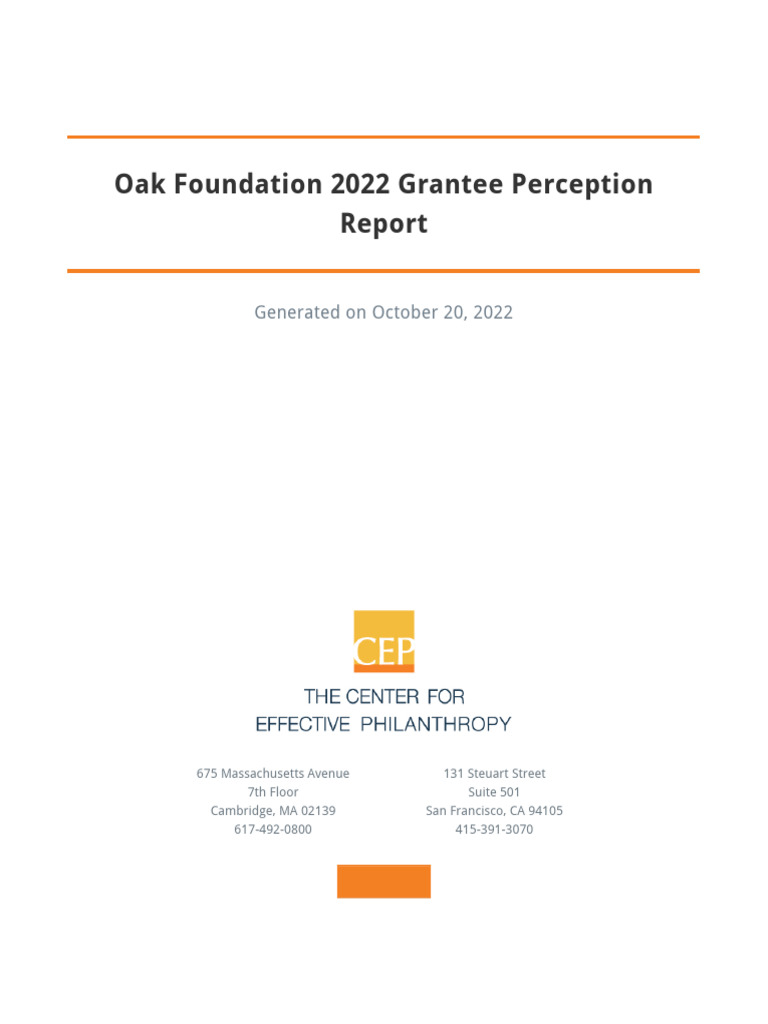 Oak Foundation 2022 Grantee Perception Report | PDF | Social Psychology