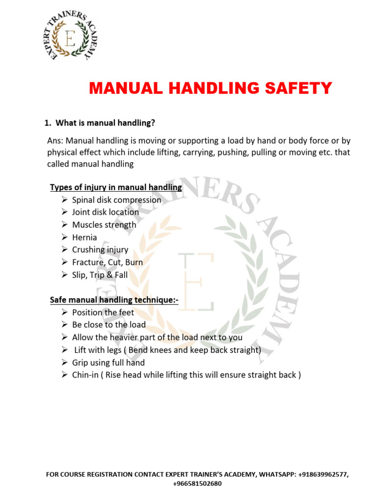 Manual Handling Safety | PDF