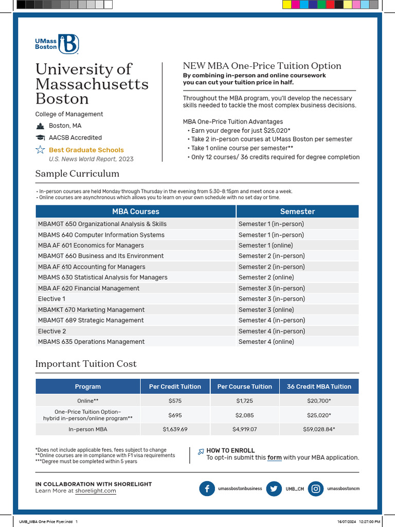 MBA Tuition Options at UMass Boston | PDF | Master Of Business Administration | Educational ...