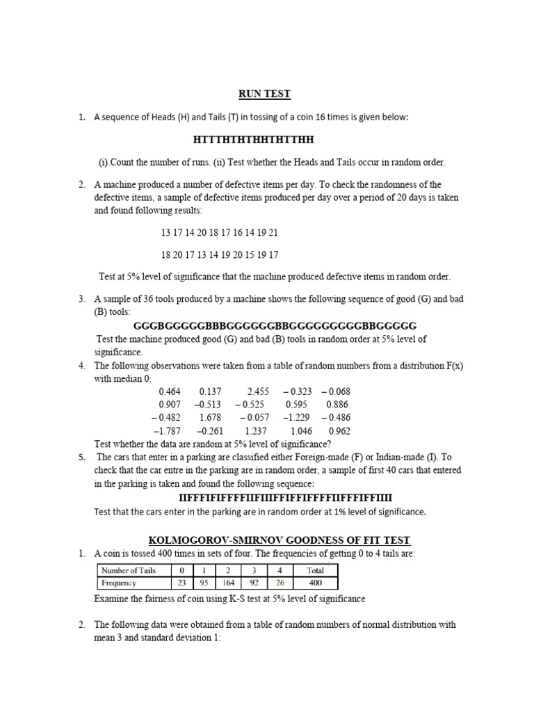 Run test | PDF | Normal Distribution | Sampling (Statistics) Run test | PDF | Normal Distribution | Sampling (Statistics)