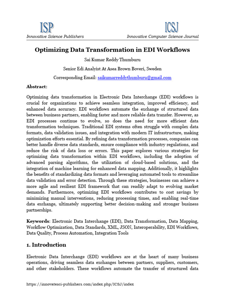 Optimizing Data Transformation in EDI Workflows | PDF | Electronic Data ... Optimizing Data Transformation in EDI Workflows | PDF | Electronic Data ...