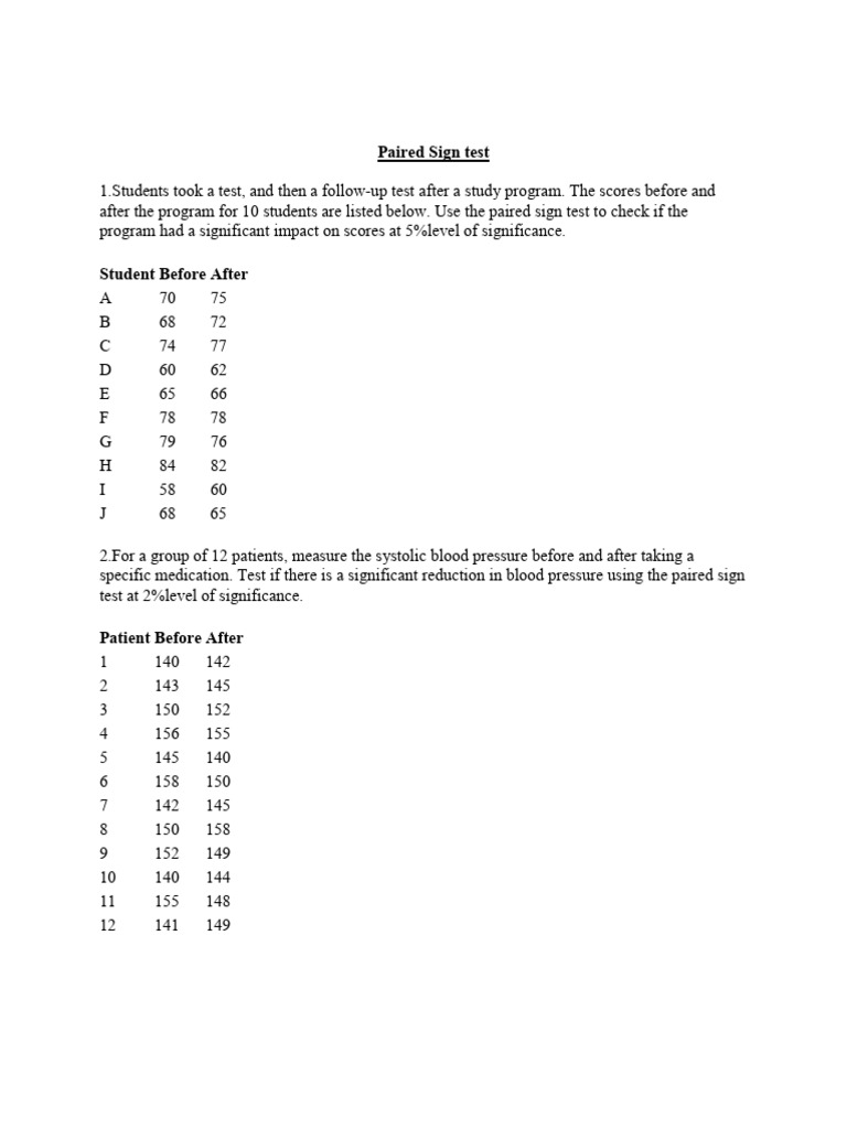 Paired Sign Test PDF - Merged | PDF | Blood Pressure | Health Care