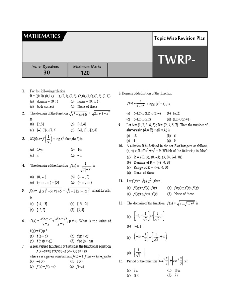 TWRP-2 Relations, Functions | PDF | Mathematics | Mathematical Analysis