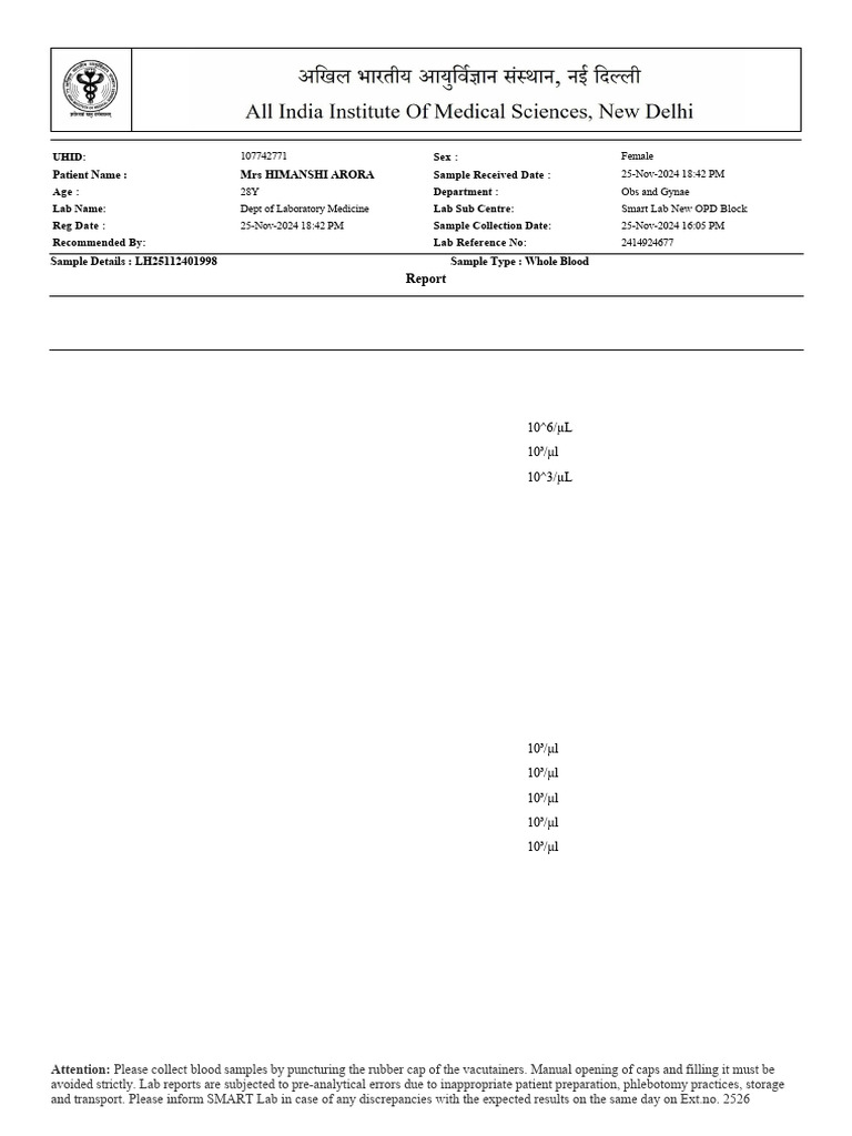 Himu Hb 25_11_2024 | PDF | Medical Diagnosis | Clinical Pathology
