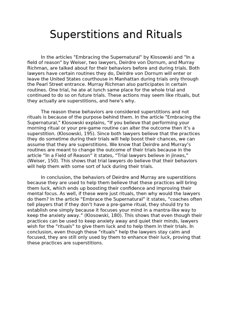 Superstitions Final | PDF