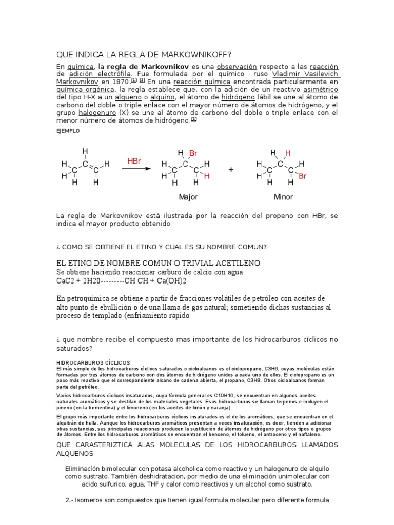 Que Indica La Regla de Markownikoff | PDF | Etanol | Alcohol