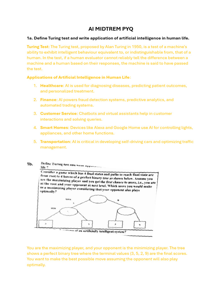 AI MIDTERM PYQ NSUT | PDF | Artificial Intelligence | Intelligence (AI) & Semantics