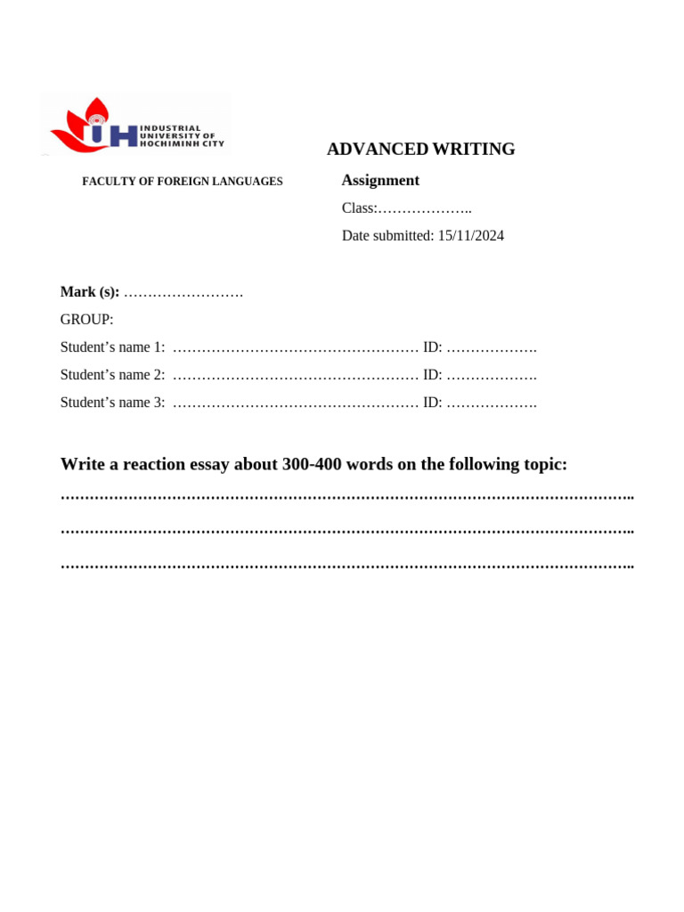 Assigment Writing Paper | PDF