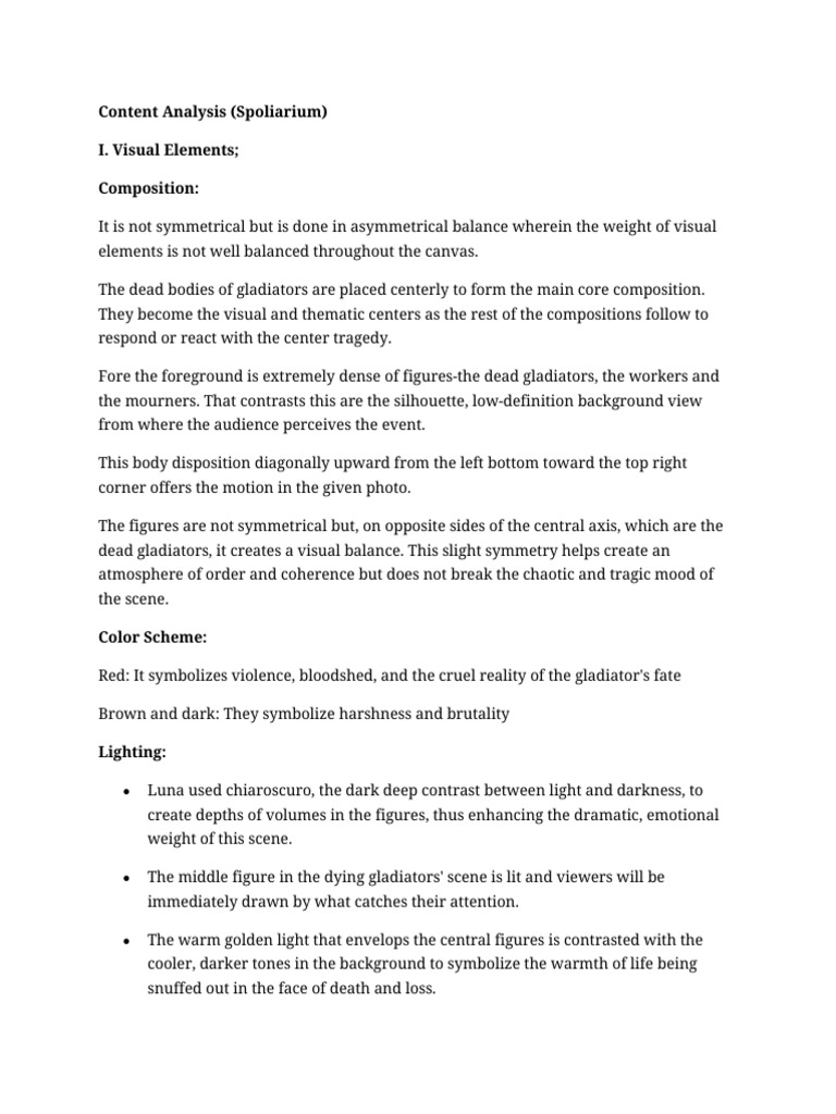 Spoliarium: Symbolism and Analysis | PDF