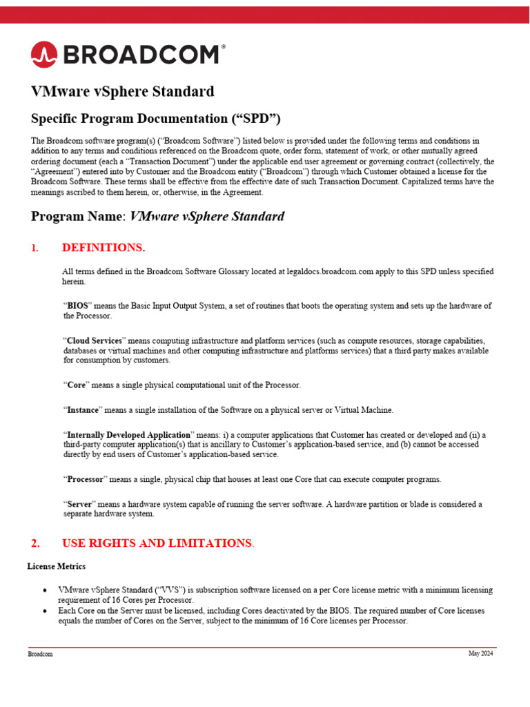 Vmware Vsphere Standard Spd Final May2024 Pdf V Mware Virtualization