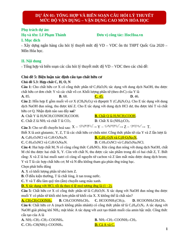 D01 BienSoan CD5.3.HopChatCHON NhomLePhamThanh (DA) | PDF