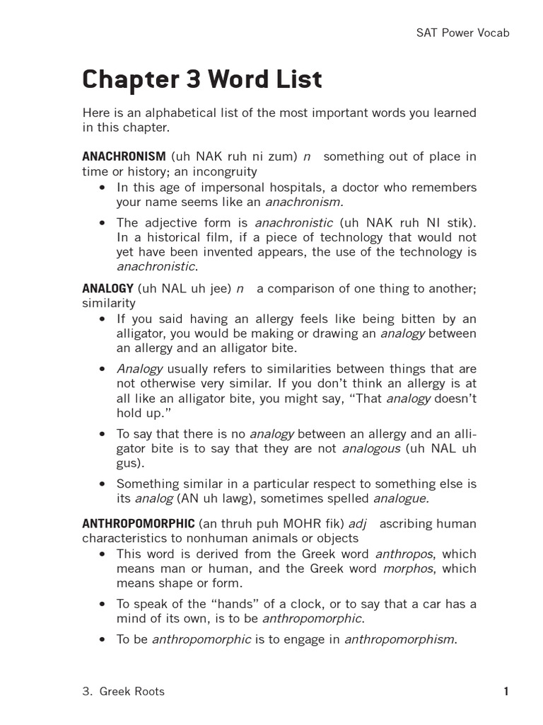 SAT Power Vocab Chapter 3 Word List | PDF | Empathy | Emotions