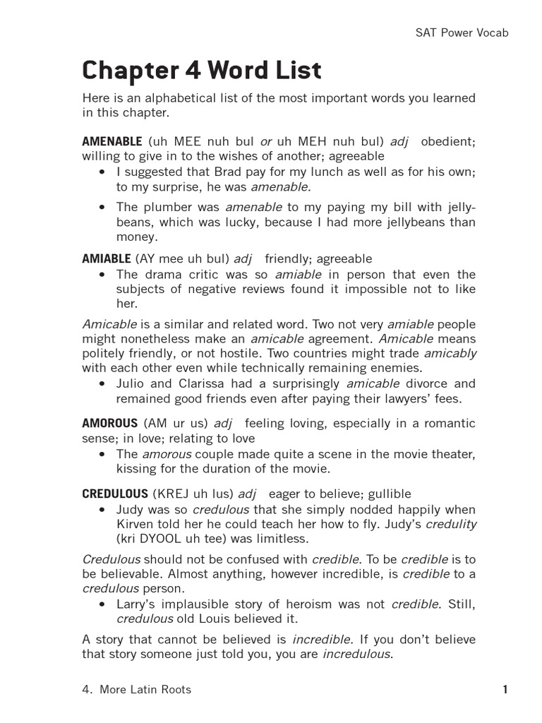 Chapter 4 Vocabulary List | PDF