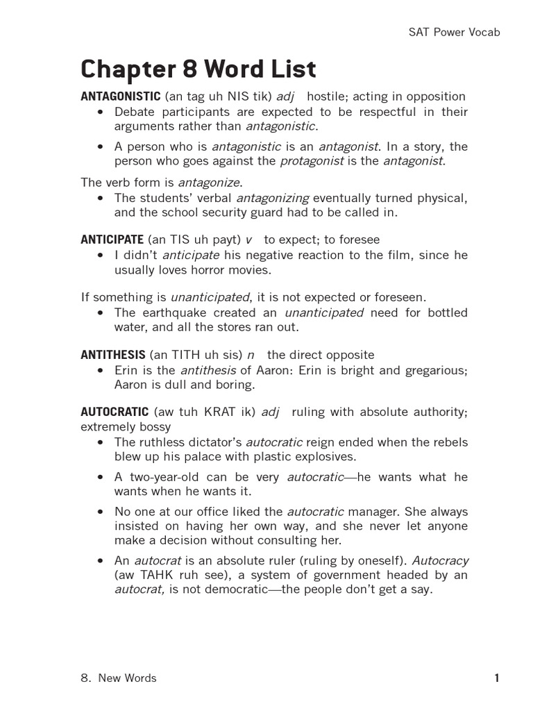 SAT Power Vocab Chapter 8 Word List | PDF | Defamation