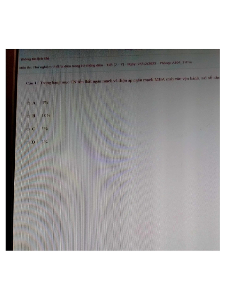 Đề Thi Thử Nghiệm Thiết Bị Trong Hệ Thống Điện - EPU | PDF