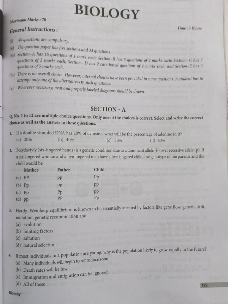 Biology Sample Paper 2022-25 PDF | PDF | Virus | Retrovirus