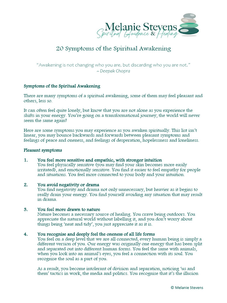 20 Symptoms of Spiritual Awakening | PDF | Empathy | Psychology