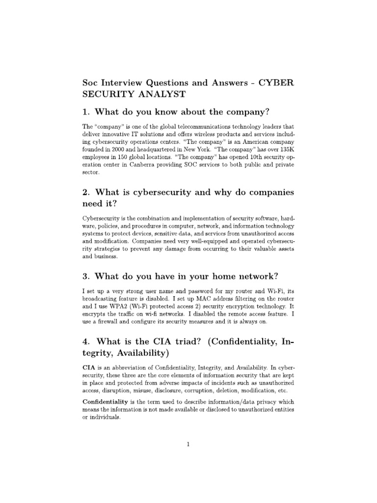 Soc Interview Questions | PDF