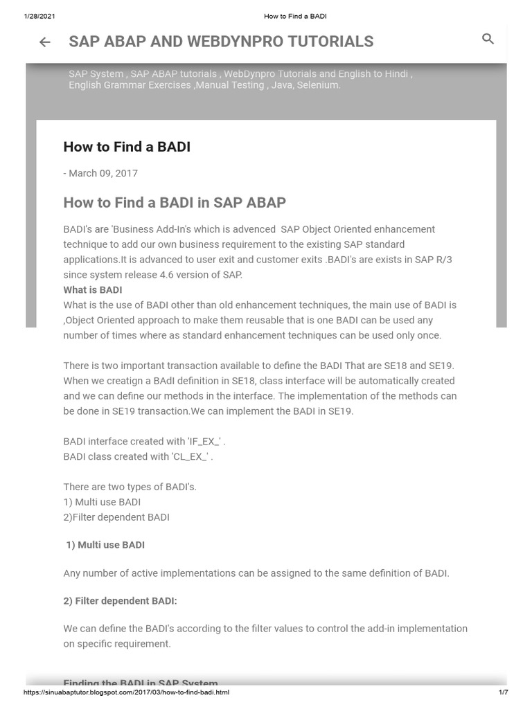 How to Find a BADI | PDF | Systems Engineering | Software