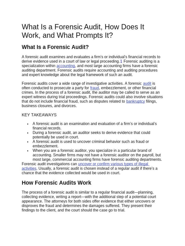 What is a Forensic Audit | PDF | Audit | Forensic Science