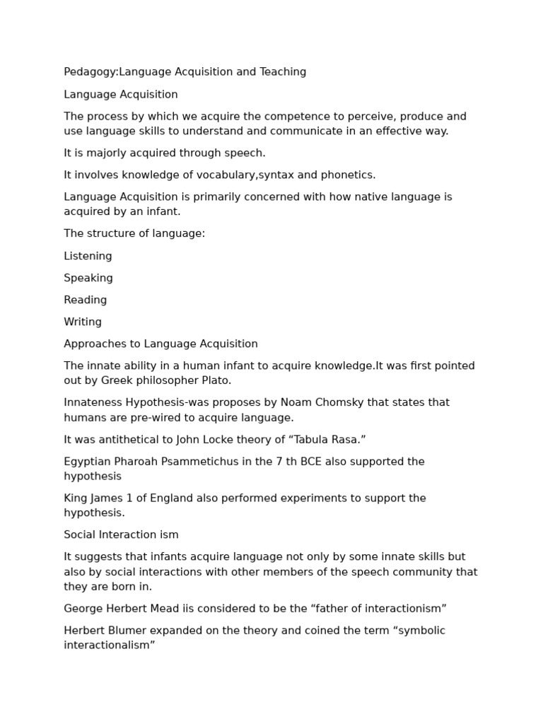Language Acquisition Theories Explained | PDF | Language Acquisition ...