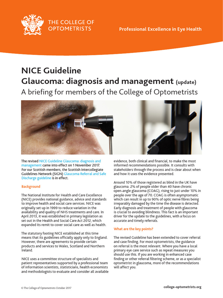 Updated NICE Guidelines on Glaucoma | PDF | Glaucoma | Optometry