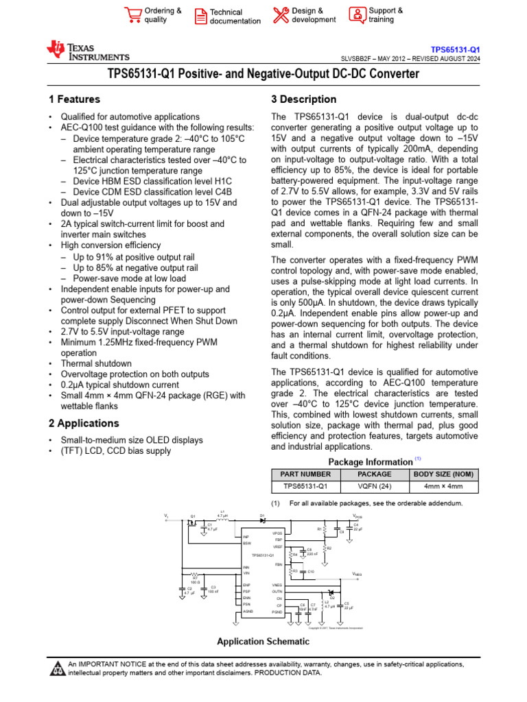 tps65131-q1 | PDF | Electrostatic Discharge | Amplifier