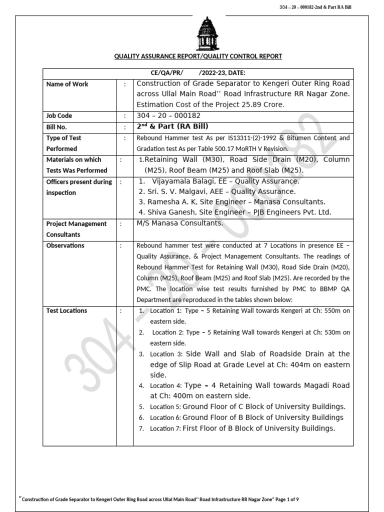 Ullal Junction depart Report | PDF | Specification (Technical Standard)