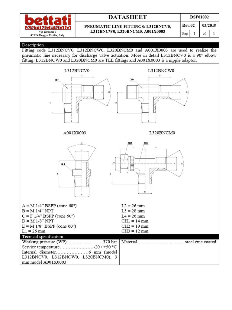 Pneumatic Line Fittings Datasheet | PDF