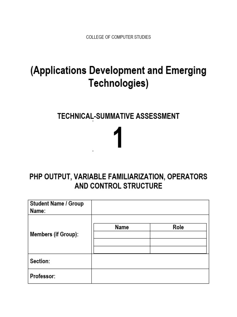 TSA1-(Applications Development and Emerging Technologies) | PDF | Control Flow | Php