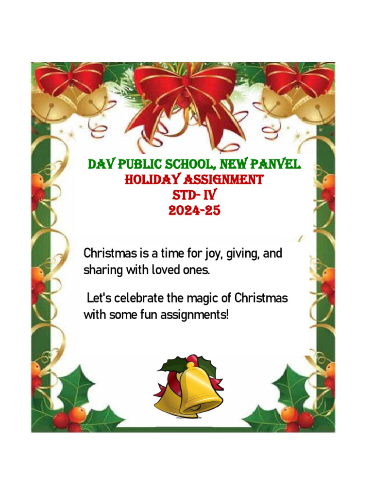 Winter Assignment Std-IV (2024-25) | PDF