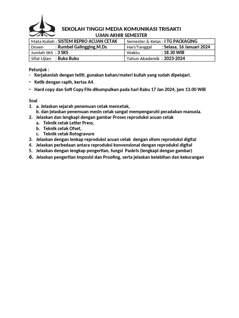 Uas - Sistem Reproduksi Acuan Cetak - Ganjil Ta 2023-2024 TG | PDF