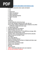 VFS France Visa Document Checklist | PDF | Receipt | Travel Visa