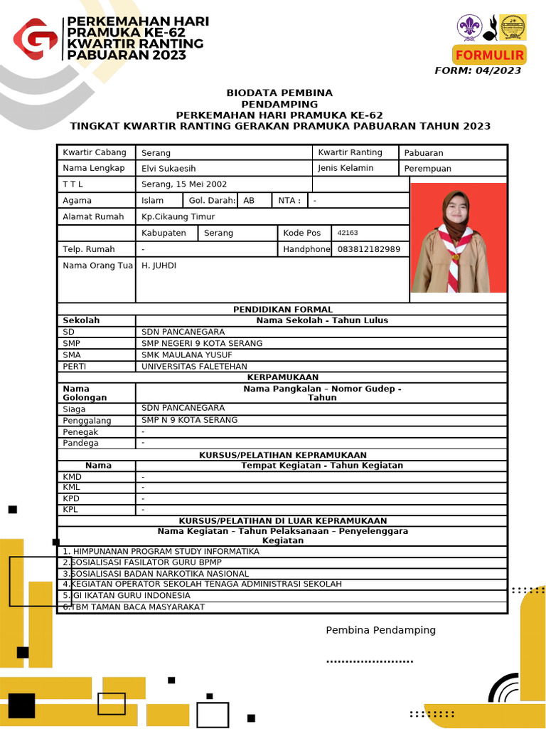 Form 04 - (Biodata Pendamping) | PDF