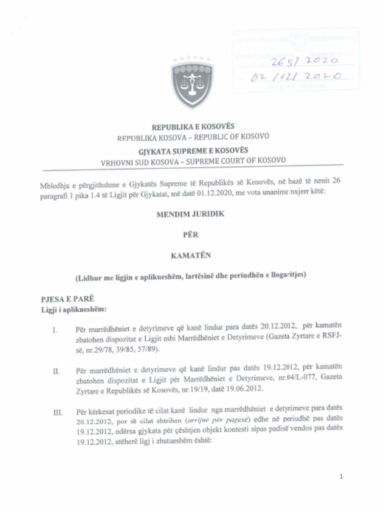 Mendim Juridik - Per Kamaten | PDF