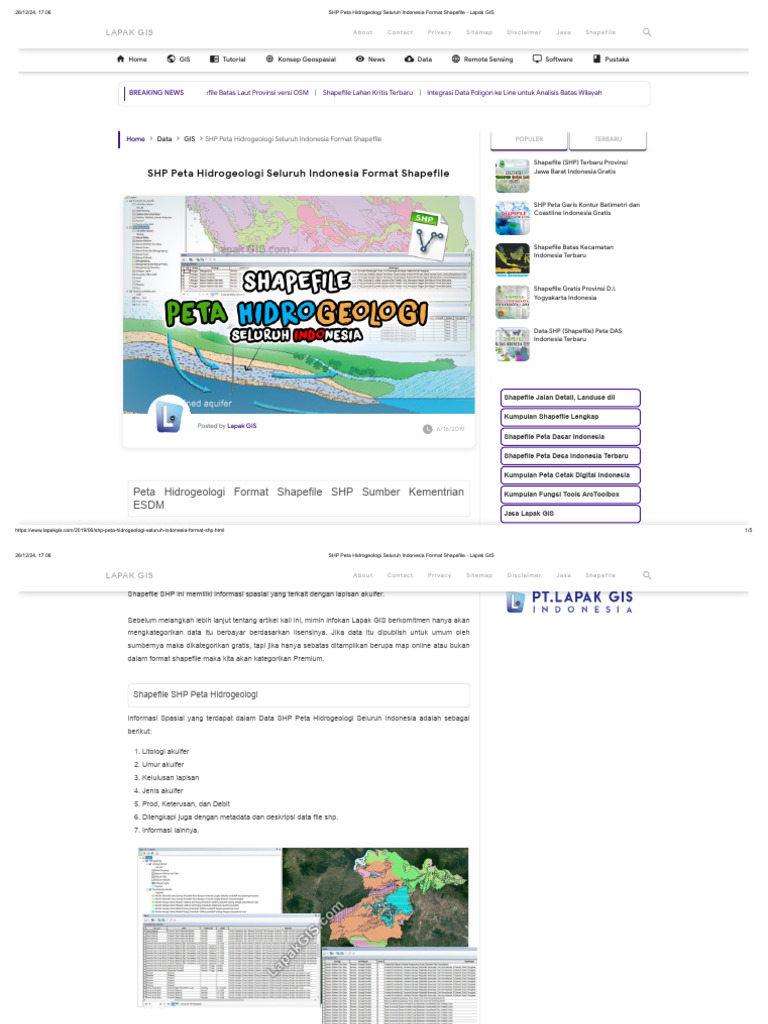 SHP Peta Hidrogeologi Seluruh Indonesia Format Shapefile - Lapak GIS | PDF