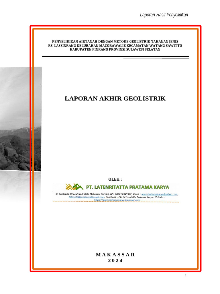 Laporan Akhir Geolistrik Pinrang | PDF