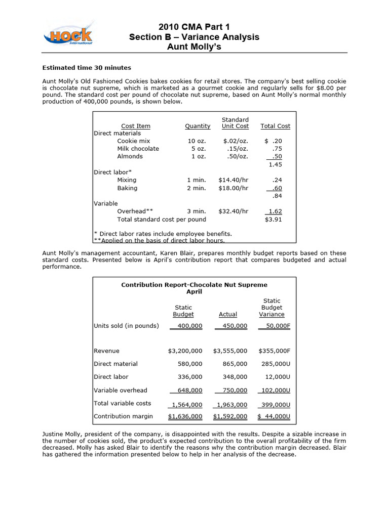 cma2-p1-b-variance_analysis-aunt_mollys_p3694q4 | PDF | Variance | Economies