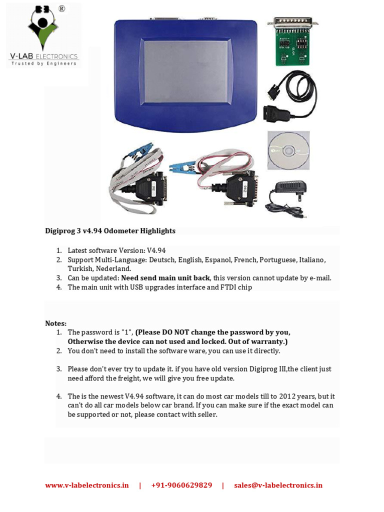 Digiprog 3 v4.94: Odometer Tool Guide | PDF