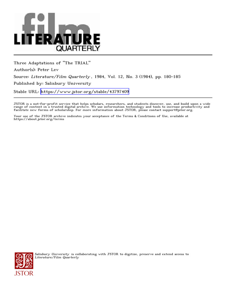 Three Adaptations of The TRIAL | PDF | The Trial | Franz Kafka