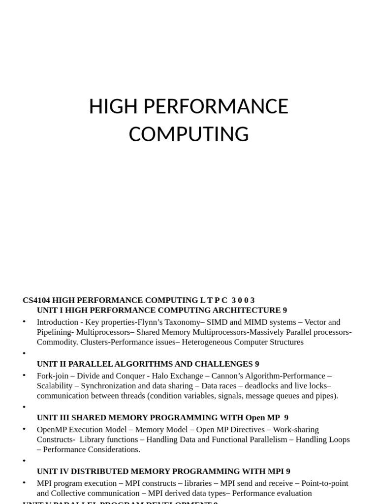 Unit 1 Pdf Supercomputer Parallel Computing