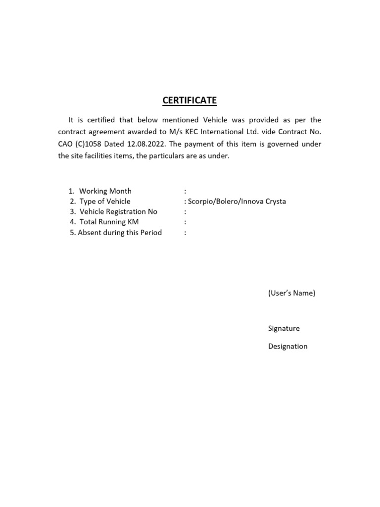 Vehicle KM Confirmation | PDF