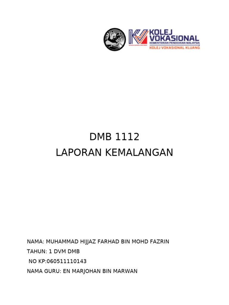 DMB 1112 Laporan Kemalangan | PDF
