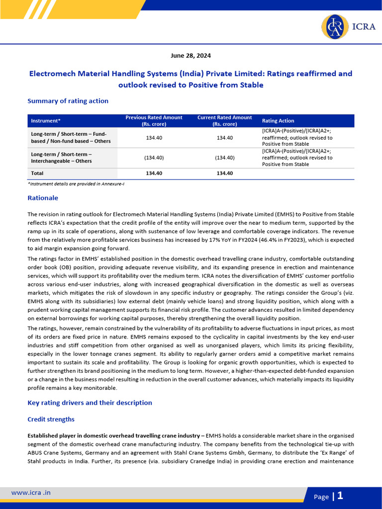 Electromech Material Handling Systems (India) Private Limited | PDF ...