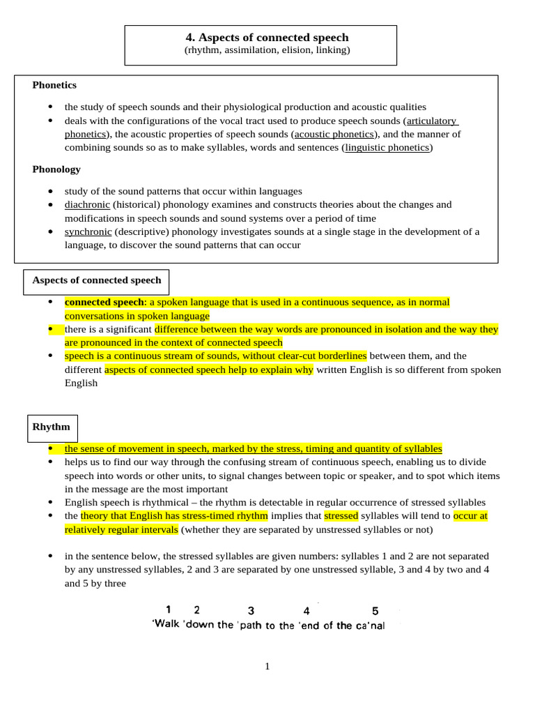 Aspects of Connected Speech Explained | PDF | Phonetics | Speech