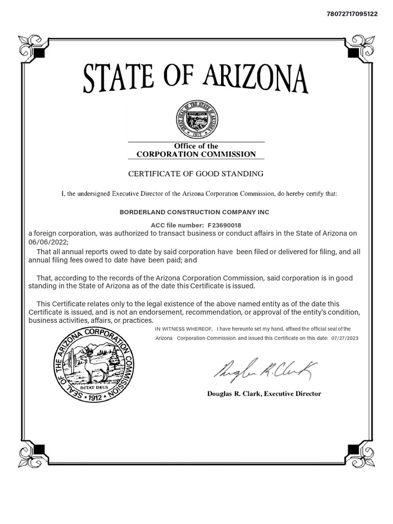 Certificate of Good Standing BCCI | PDF