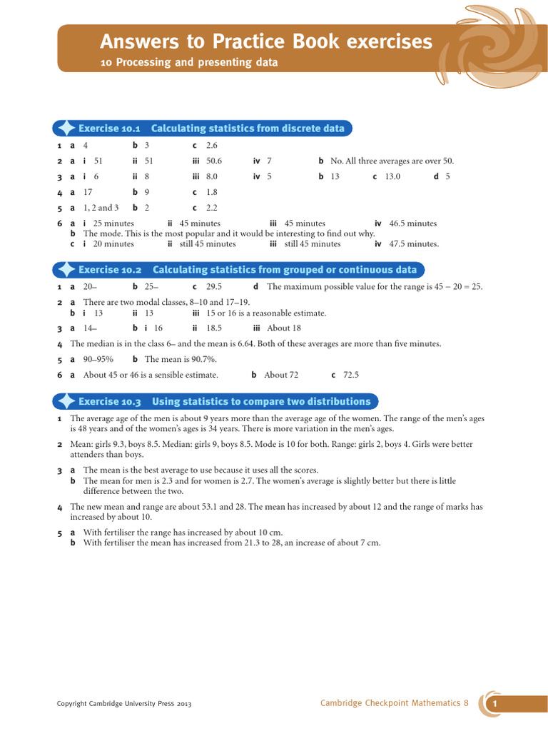 10_ans_practicebook | PDF | Mean | Mode (Statistics)