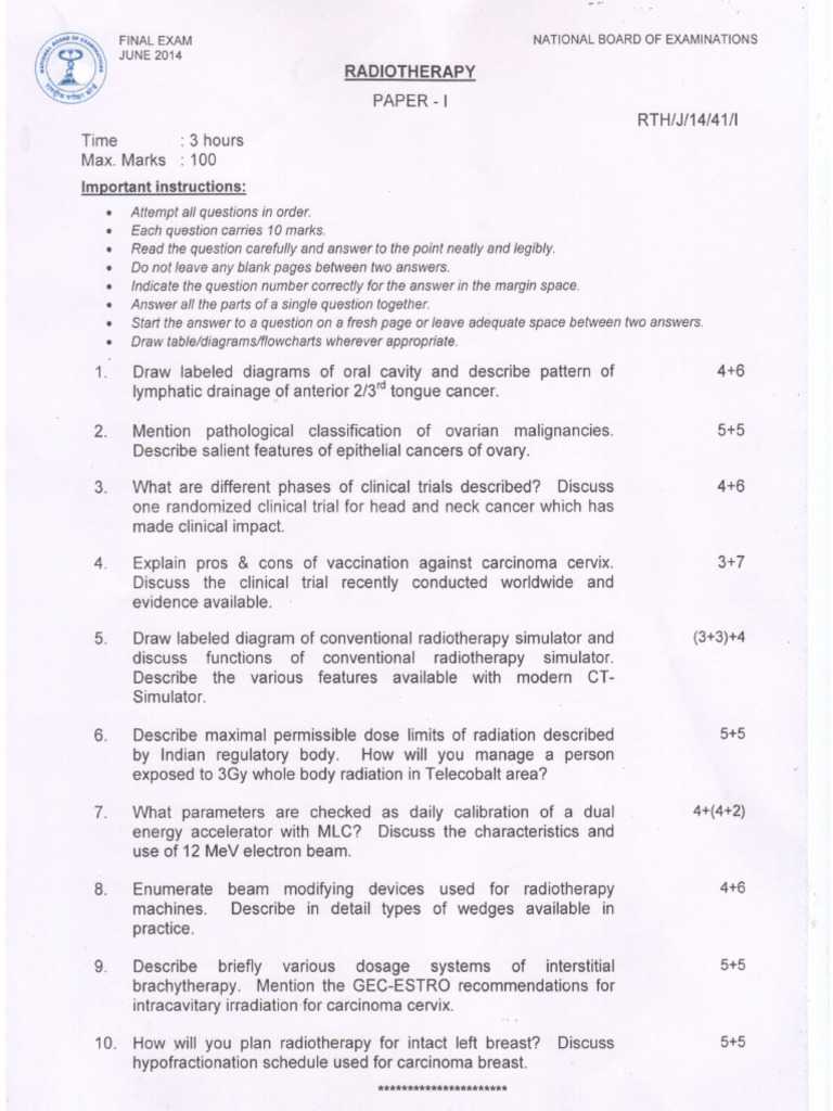 Radiotherapy P-I June14 | PDF